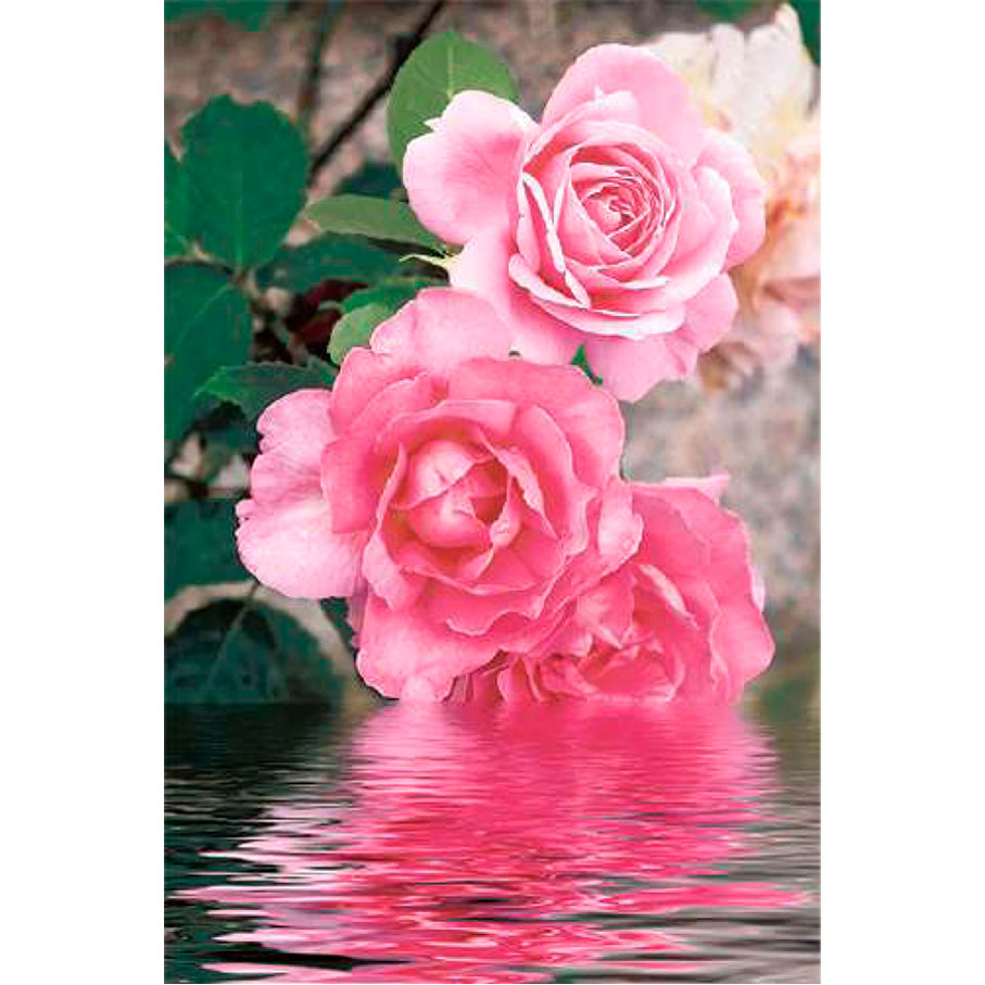 Mural Cerámico Rosas en el lago 60x90cm. - Decoracer