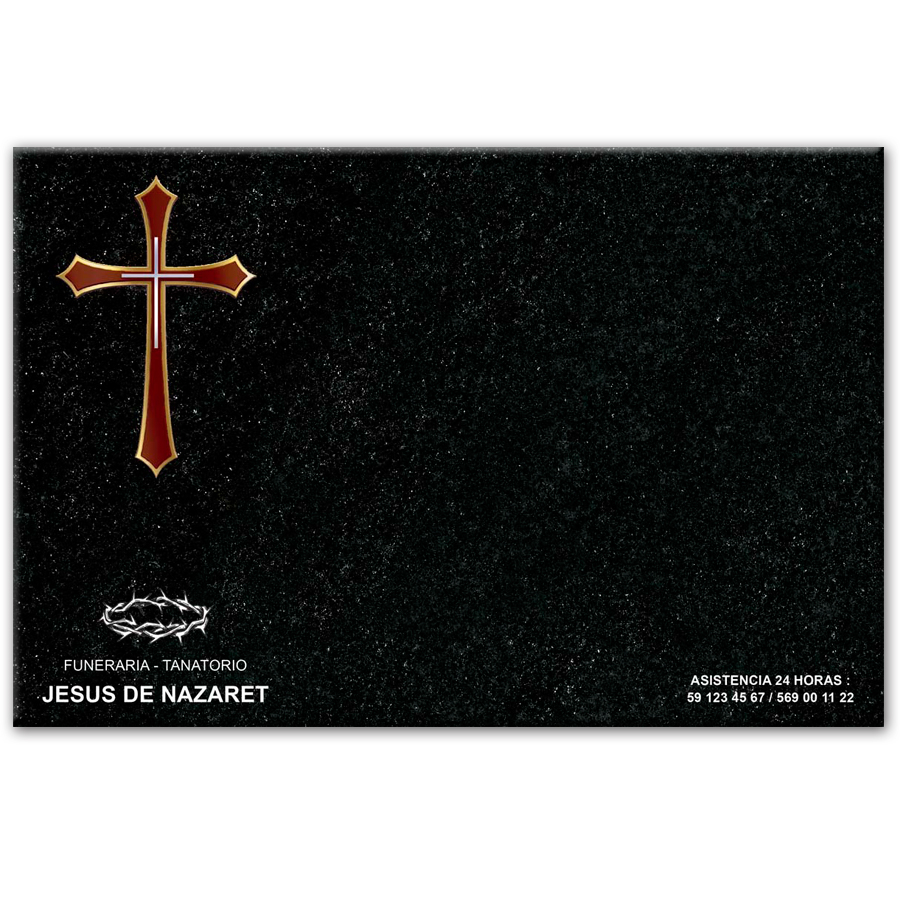 20×30 Mini-lápida de cerámica, Mármol Negro con cruz - Decoracer