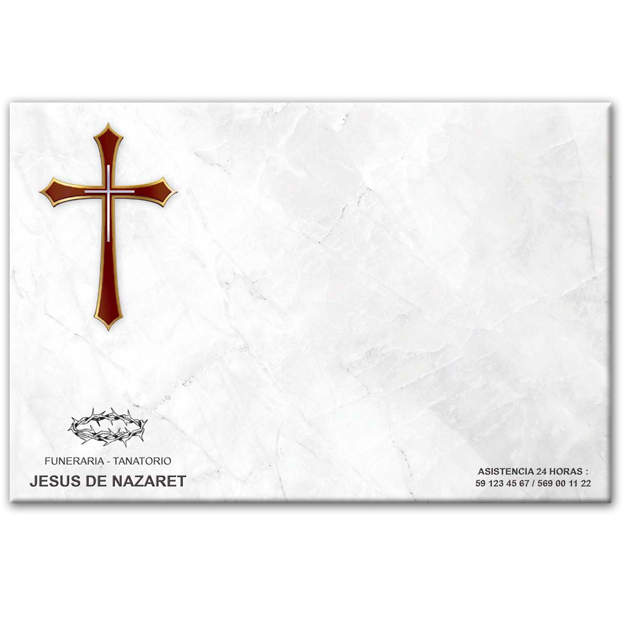 20×30 Mini-lápida de cerámica, Mármol White con cruz - Decoracer